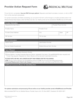 Fillable Online Provider Action Request Form Fax Email Print - pdfFiller