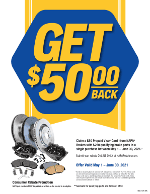 Fillable Online NAPA $50 Rebate Form Fax Email Print - pdfFiller