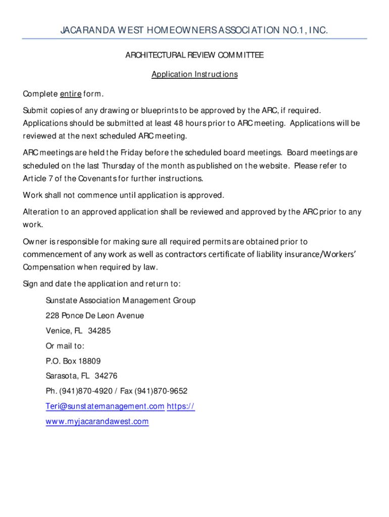 Jacaranda West Homeowners Association - Fill Online, Printable ...