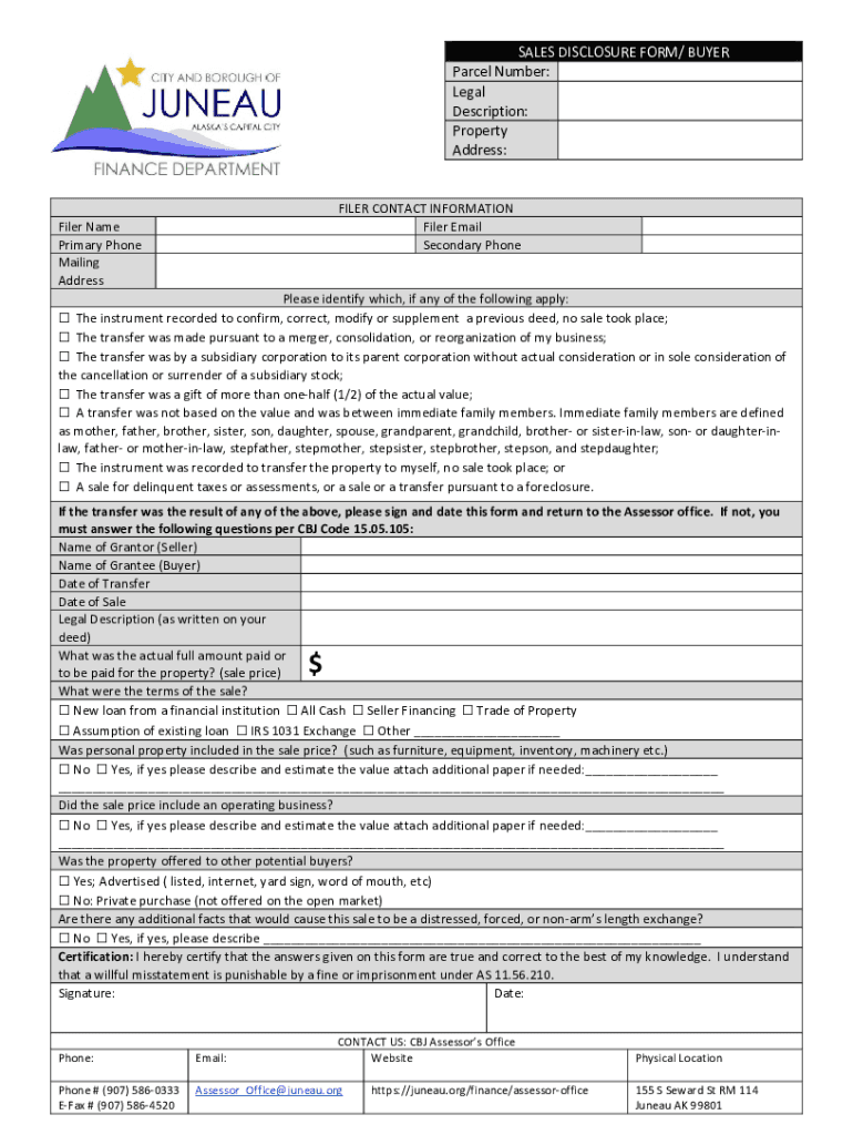 Fillable Online SALES DISCLOSURE FORM/ BUYER Fax Email Print - pdfFiller