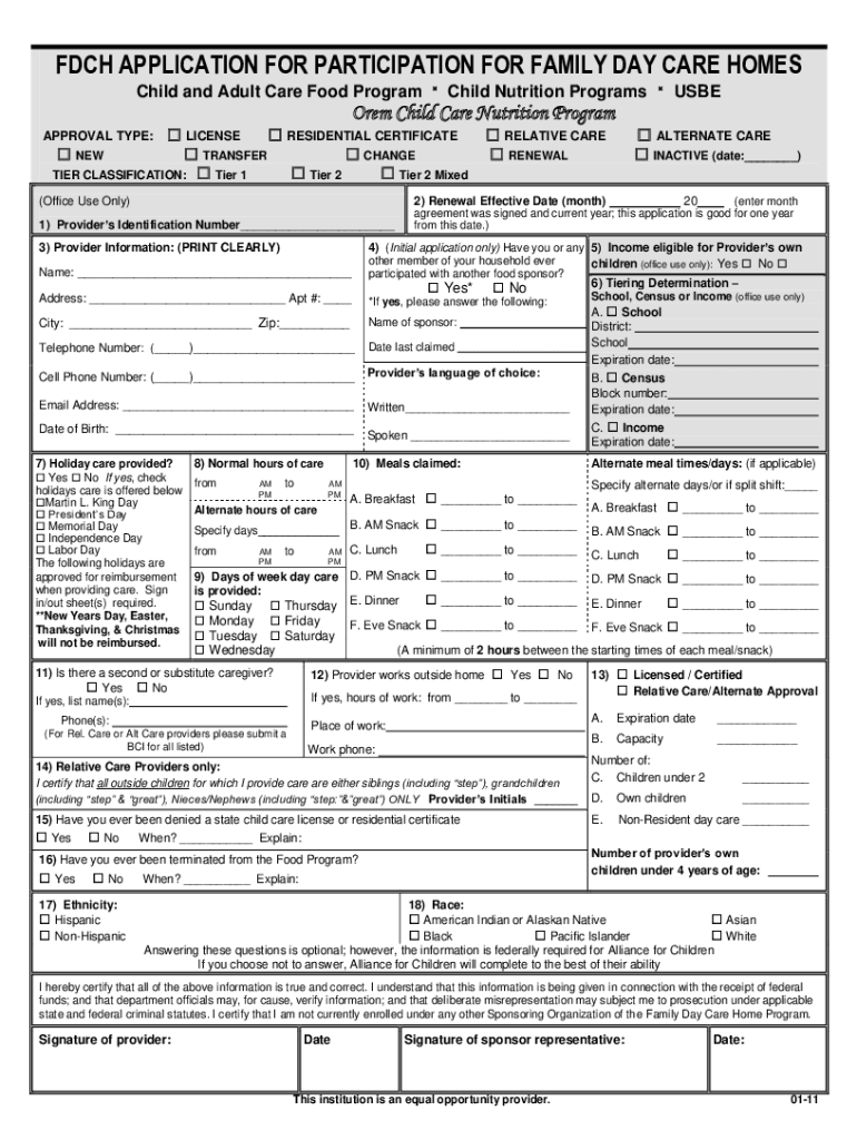 Fillable Online Child and Adult Care Food Program Child Nutrition ...