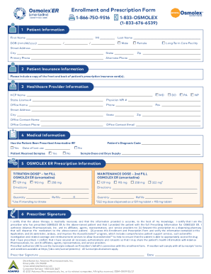 Fillable Online Enrollment and Prescription Form Fax Email Print ...