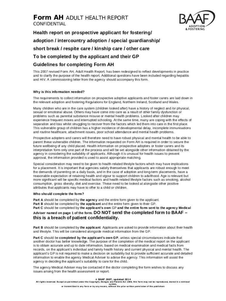 BAAF AH Doc Template | pdfFiller