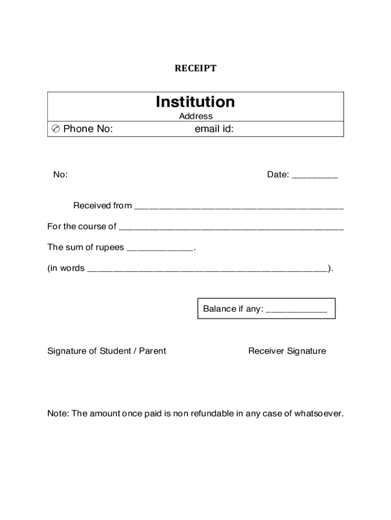 Coaching Fee Receipt Format In Word - Fill Online, Printable, Fillable ...
