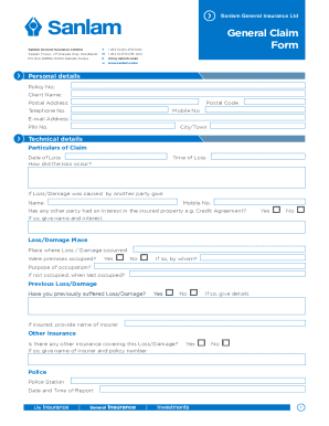 Fillable Online SANLAM General Claim Form ls Fax Email Print - pdfFiller