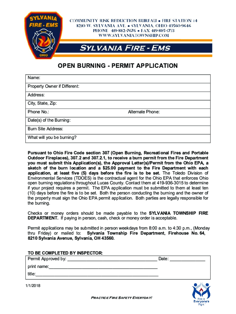 Fillable Online OPEN BURNING - PERMIT APPLICATION Fax Email Print - pdfFiller