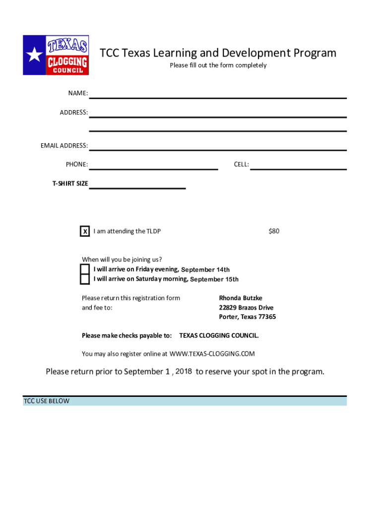 Fillable Online TCC Texas Learning and Development Program Fax Email ...
