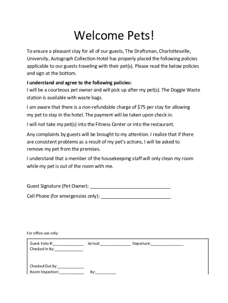 Fillable Online Welcome Pets Fax Email Print - pdfFiller