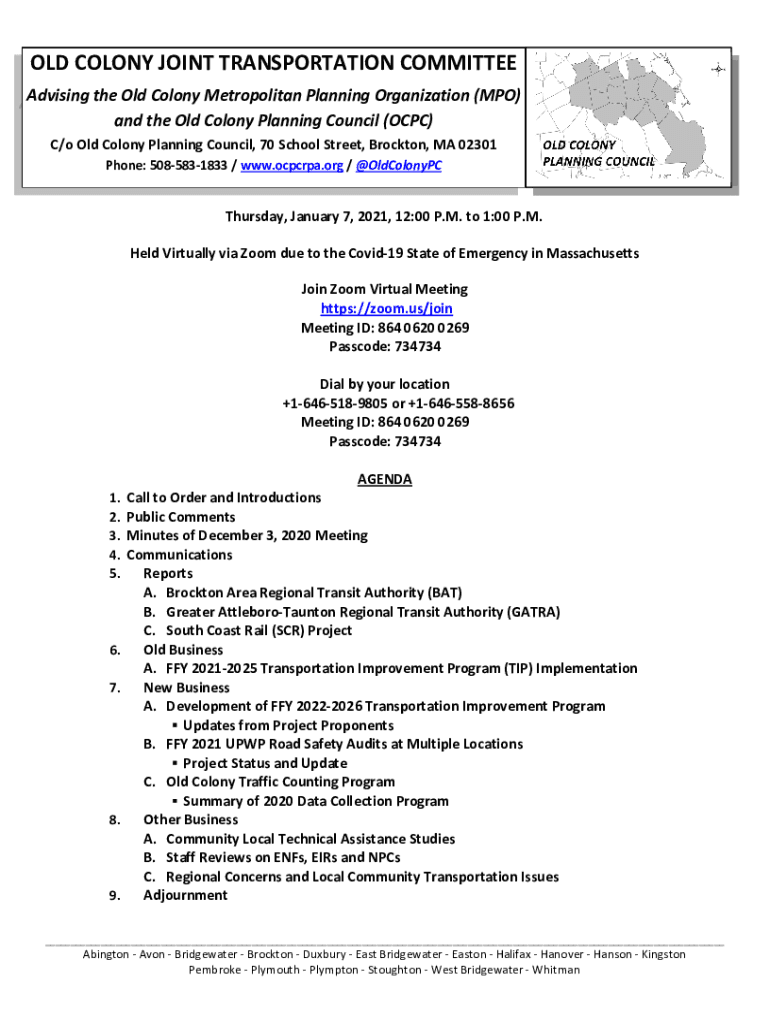Fillable Online Old Colony Planning Council - Joint Transportation ...
