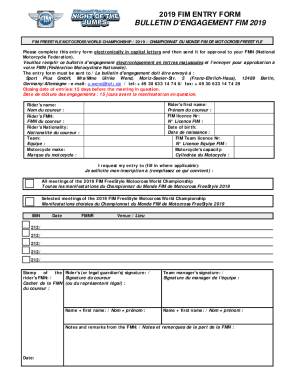 Fillable Online 2019 FIM ENTRY FORM Fax Email Print - pdfFiller
