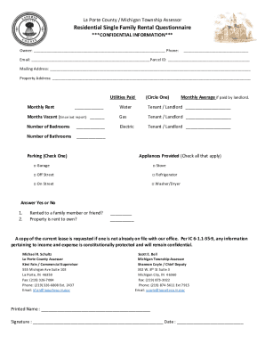 Fillable Online Residential Single Family Rental Questionnaire Fax ...