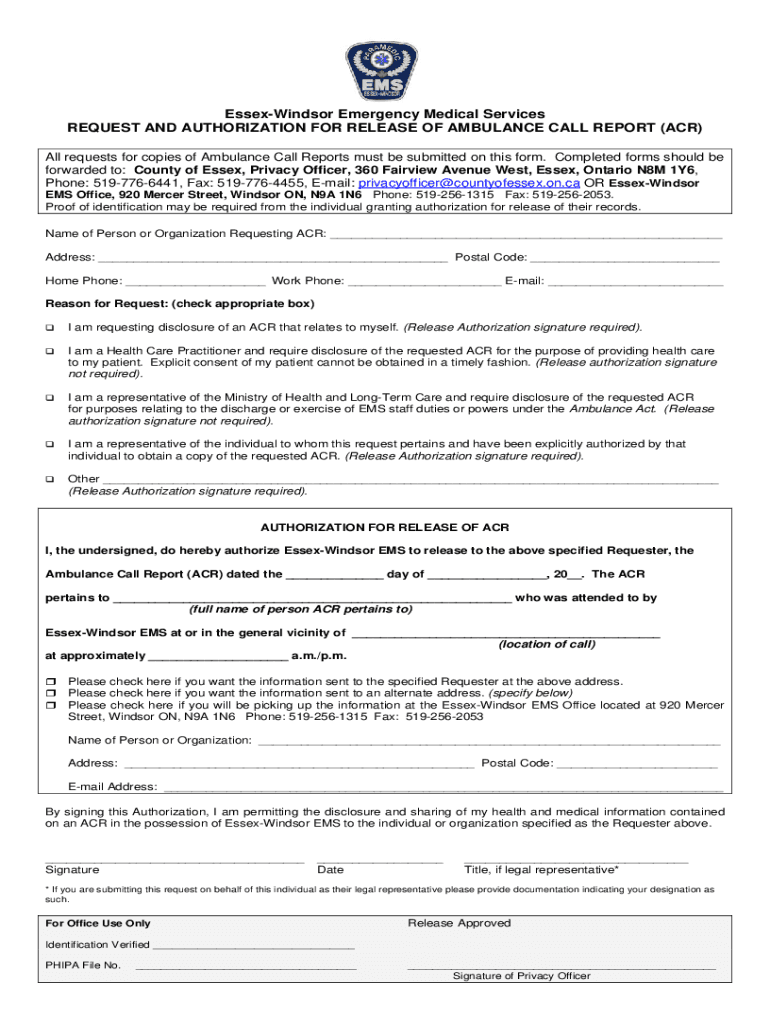 Fillable Online weblink8 countyofessex on Essex-Windsor Emergency ...