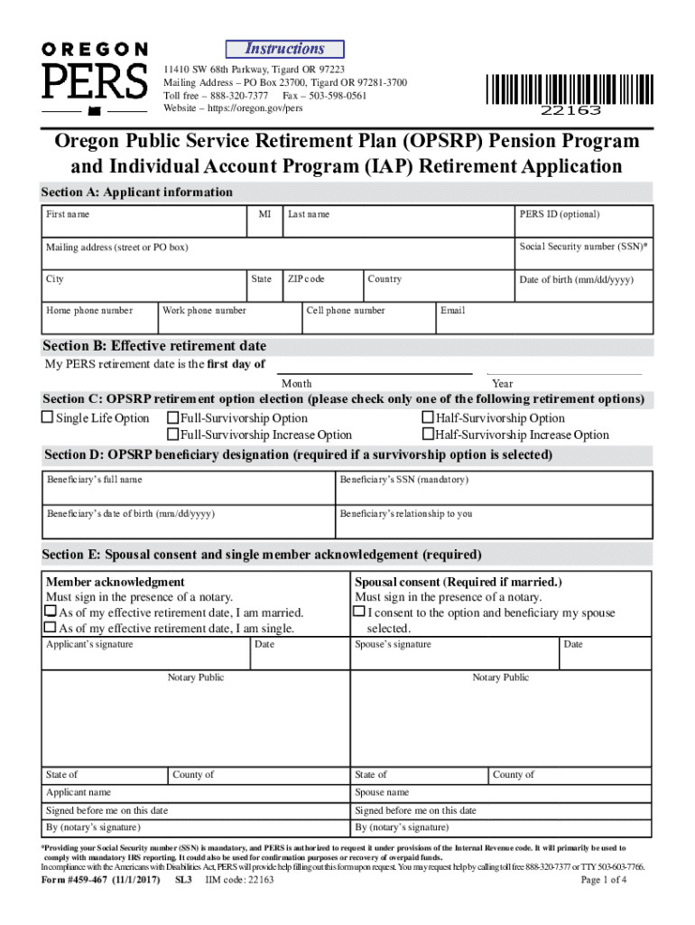 Fillable Online Fillable Online Oregon Public Service Retirement Plan ...