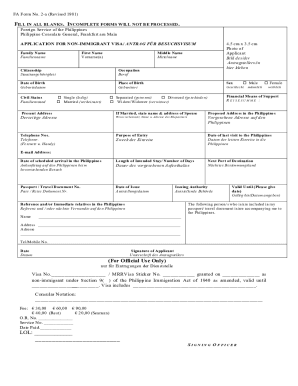 Fillable Online Application Form FA Form No 2-a Visa application.doc ...