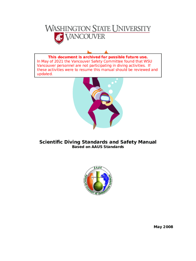 DIVING OPERATIONS AND SAFETY MANUALAAUS Standards For Scientific ...
