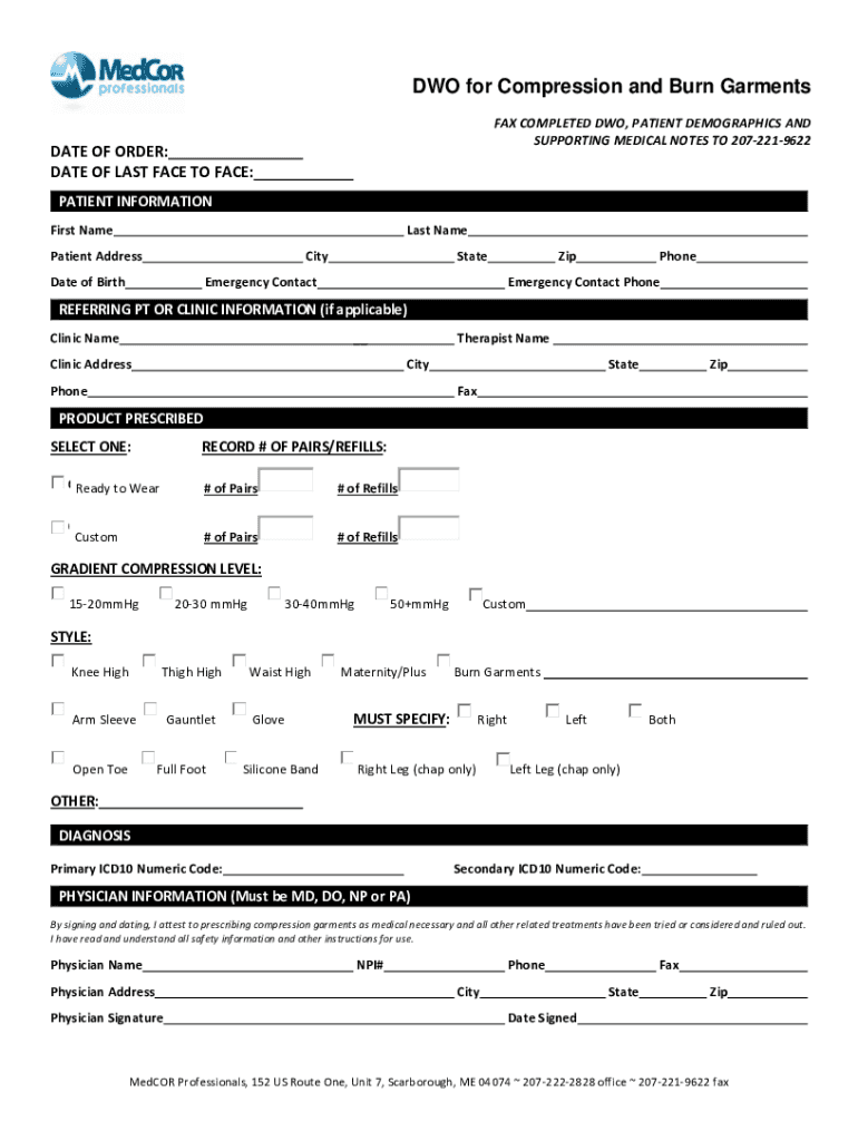 Fillable Online DWO Post-Mastectomy Forms & Garments - medcorpro.com ...