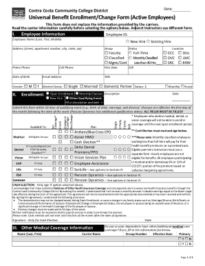 Fillable Online Universal Benefit Enrollment/Change Form (Active ...