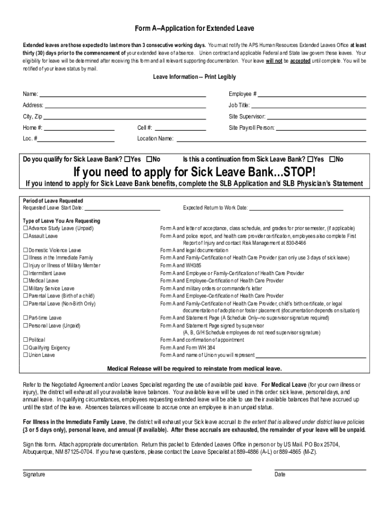 Fillable Online Extended leaves are those expected to last more than 3 ...