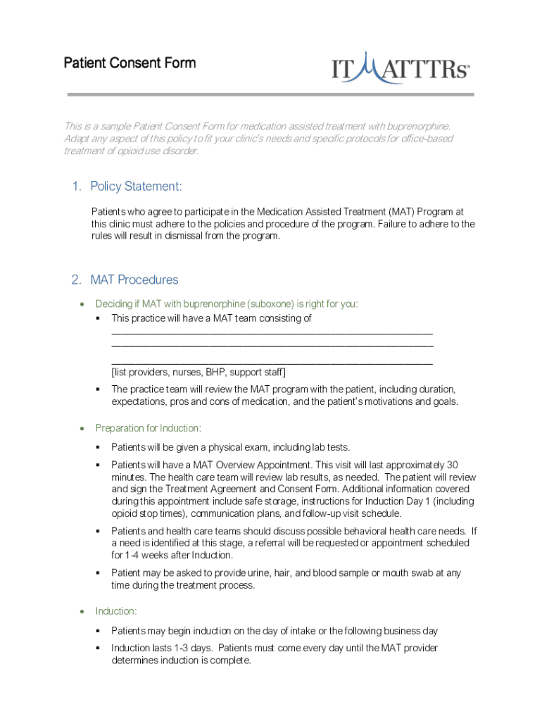 Fillable Online This is a sample Patient Consent Form for medication ...