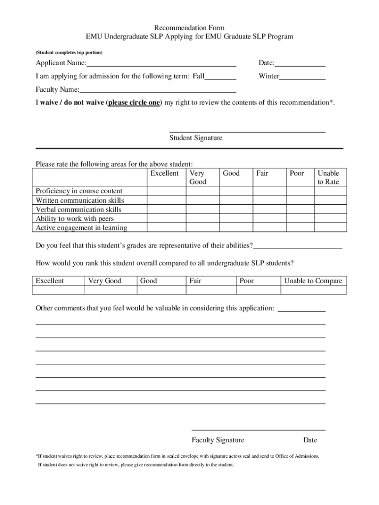 Fillable Online emu-internal-recommendation-form Fax Email Print ...