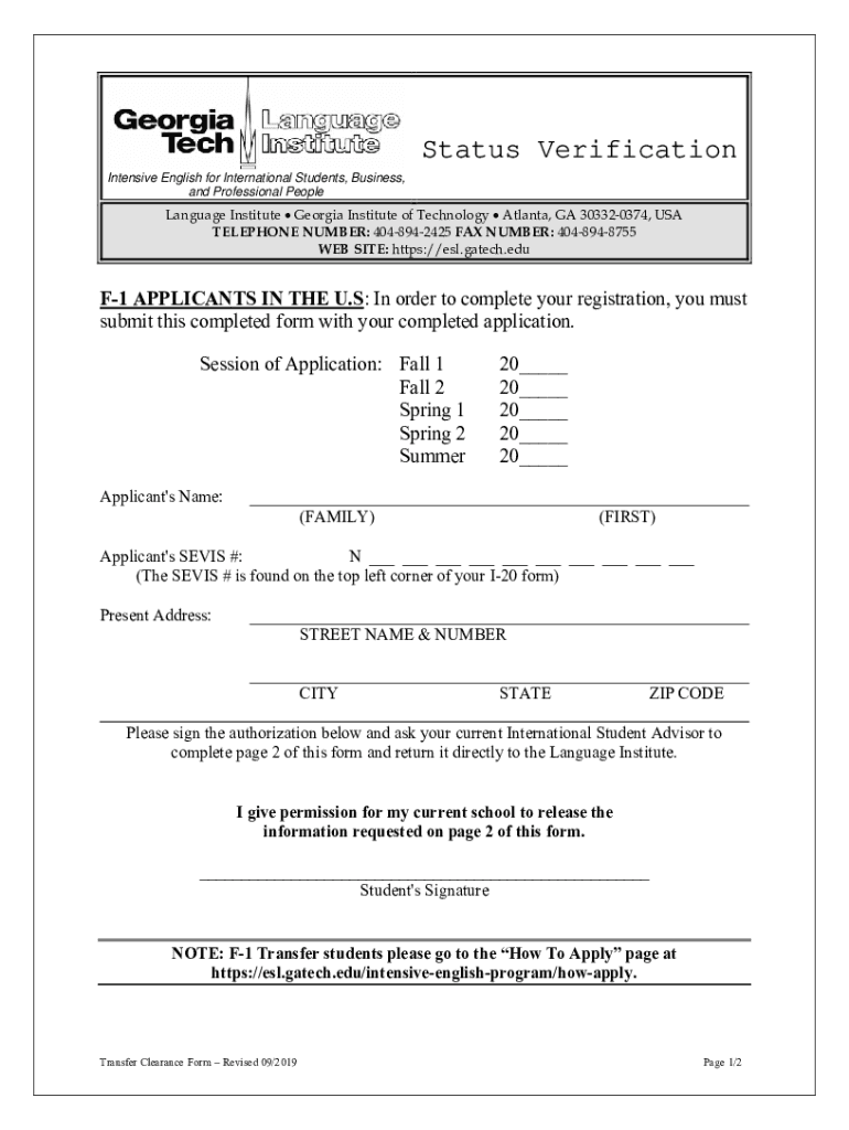Fillable Online esl gatech Intensive English for International Students, Business, and ...