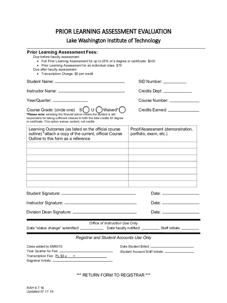 Fillable Online LWTech PLA Evaluation Form Fax Email Print - pdfFiller