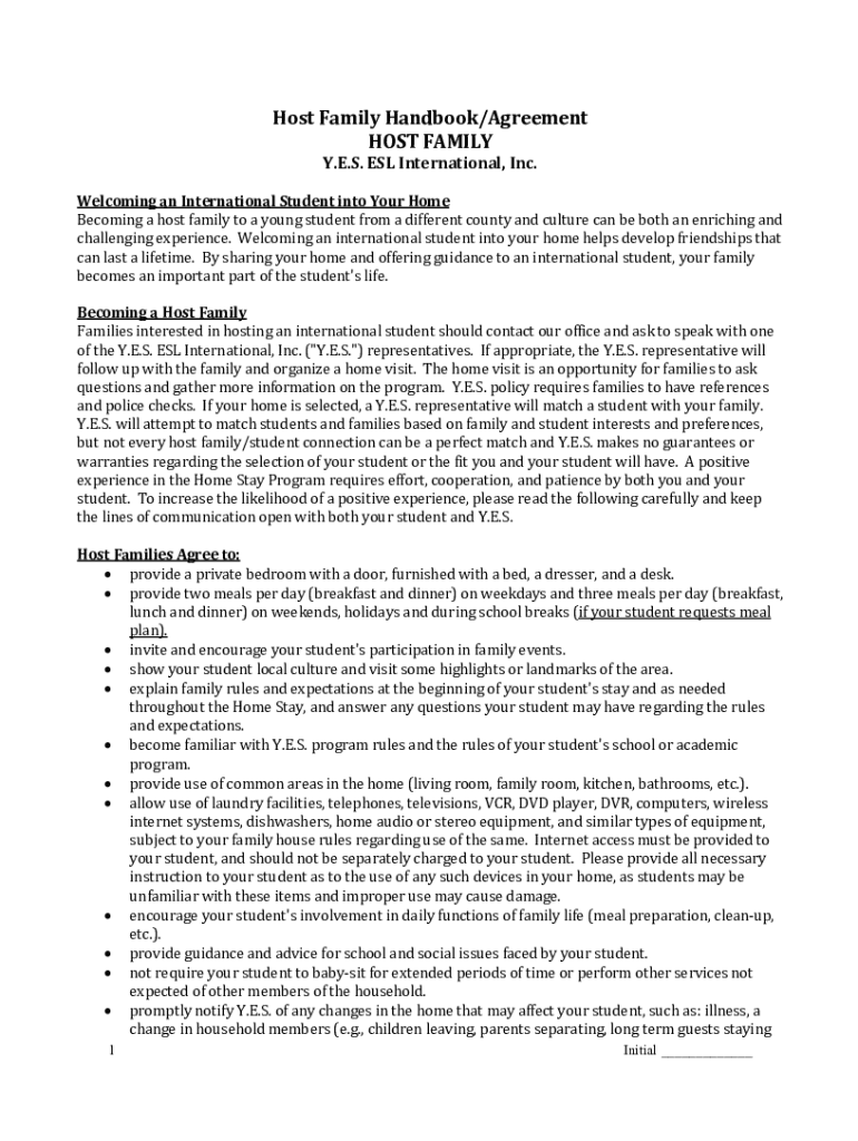 Fillable Online HostFamilyHandbook/Agreement Fax Email Print - pdfFiller