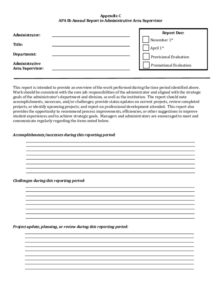 Fillable Online APA Bi-Annual Admininistrator Report Form Fax Email Print - pdfFiller