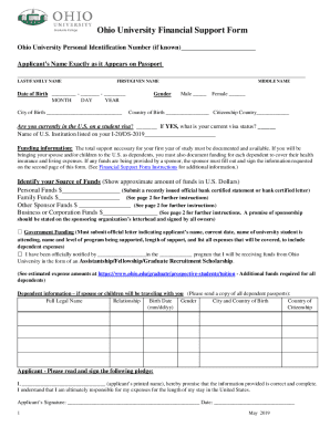 Fillable Online Ohio University Personal Identification Number (if ...