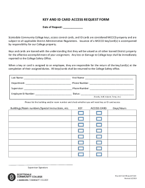 Fillable Online KEY AND ID CARD ACCESS REQUEST FORM Fax Email Print - pdfFiller