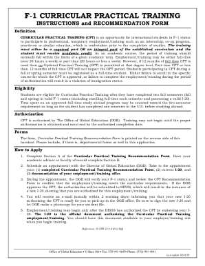 Fillable Online CURRICULAR PRACTICAL TRAINING (CPT) is an opportunity ...