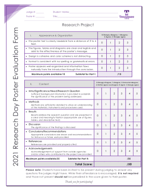 Fillable Online 2021 Research Day Poster Evaluation Form Fax Email ...