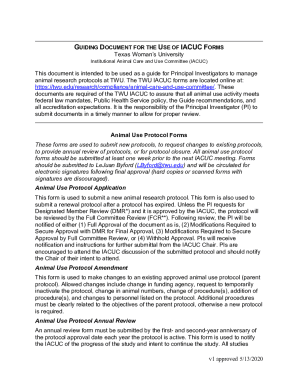 Fillable Online Guiding Document for the Use of IACUC Forms approved 5 Fax Email Print - pdfFiller