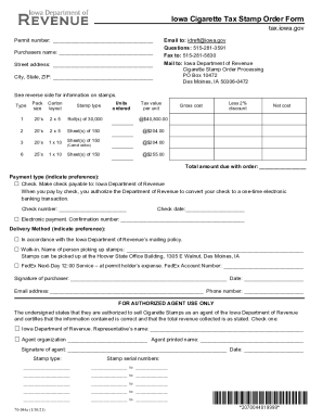 Fillable Online Iowa Cigarette Tax Stamp Order Form, 70-044 Fax Email ...