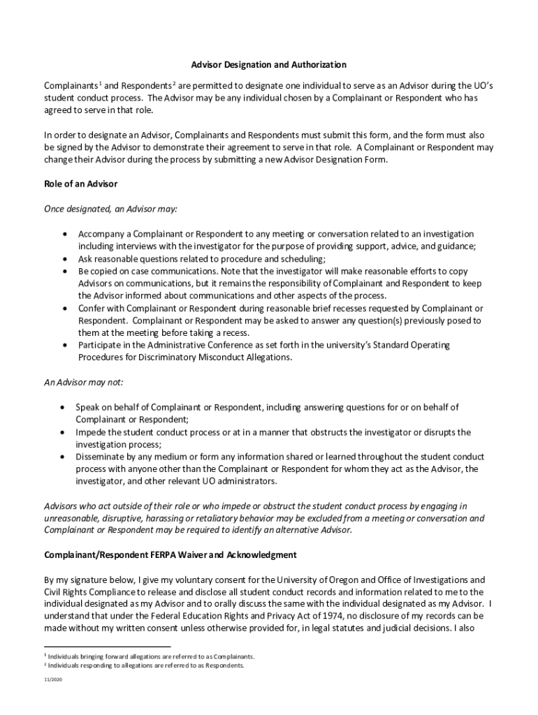 Fillable Online Advisor Designation and Authorization Fax Email Print ...