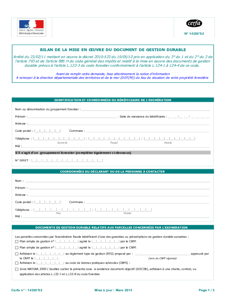 Remplissable En Ligne N 14350*02 Fax Email Imprimer - pdfFiller