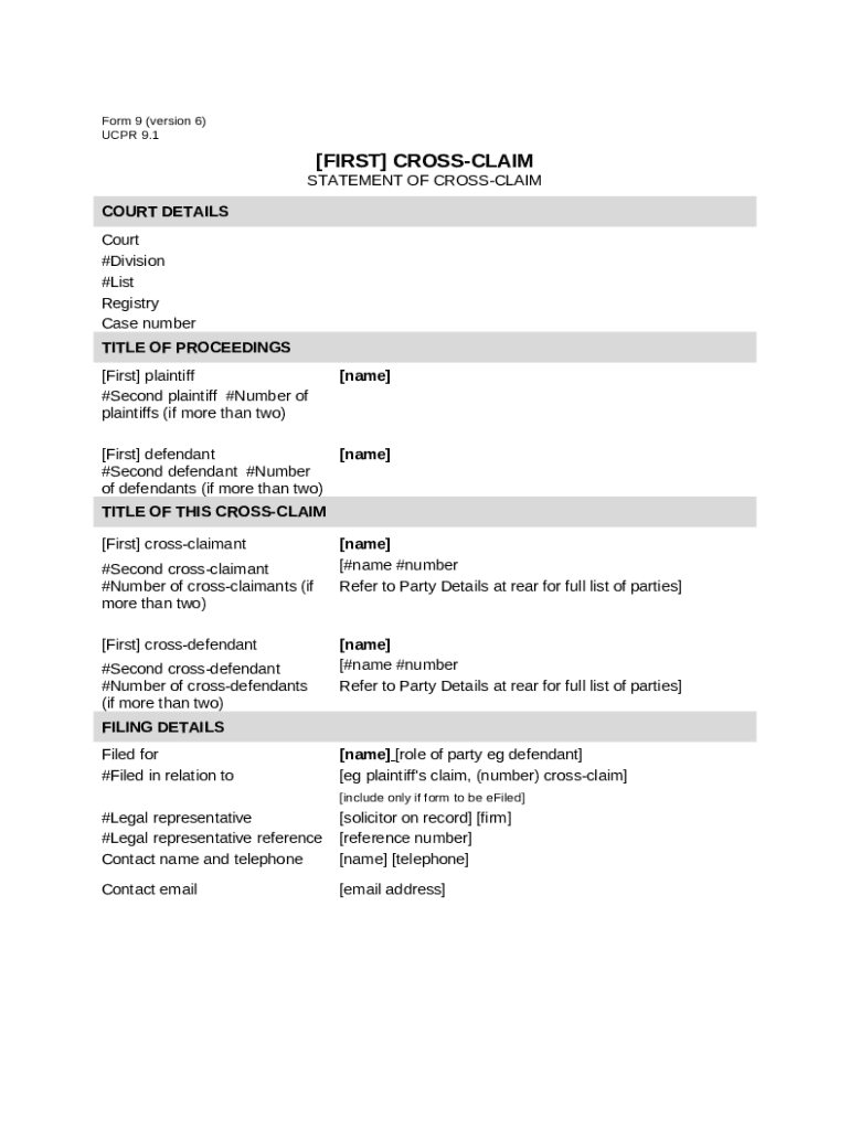 STATEMENT OF CROSS-CLAIM Doc Template | pdfFiller