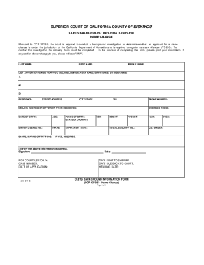 Fillable Online CLETS BACKGROUND INFORMATION FORM Fax Email Print ...