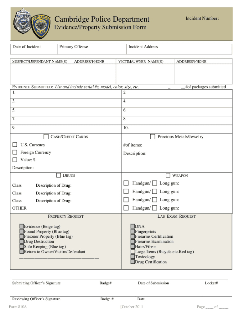 Fillable Online 810A - Evidence Submission Form.docx Fax Email Print - pdfFiller