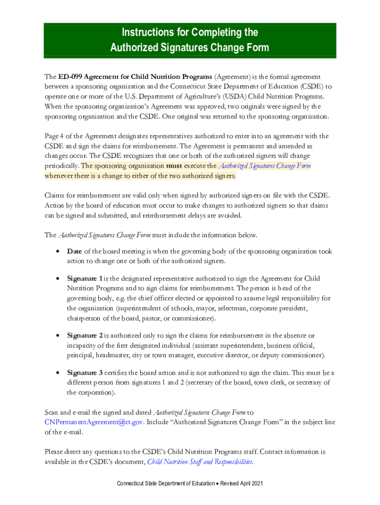 Fillable Online Instructions for Completing the Authorized Signatures ...