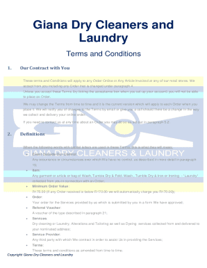 Fillable Online Laundry and Dry Cleaning Service Agreement Form Fax ...