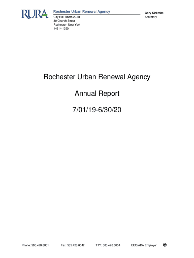 Fillable Online Rochester Urban Renewal Agency Annual Report 7/01/19-6/30/20 Fax Email Print ...