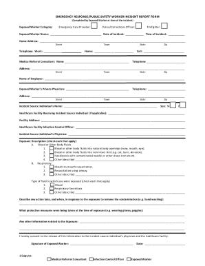 Fillable Online EMERGENCY RESPONSE/PUBLIC SAFETY WORKER INCIDENT REPORT ...