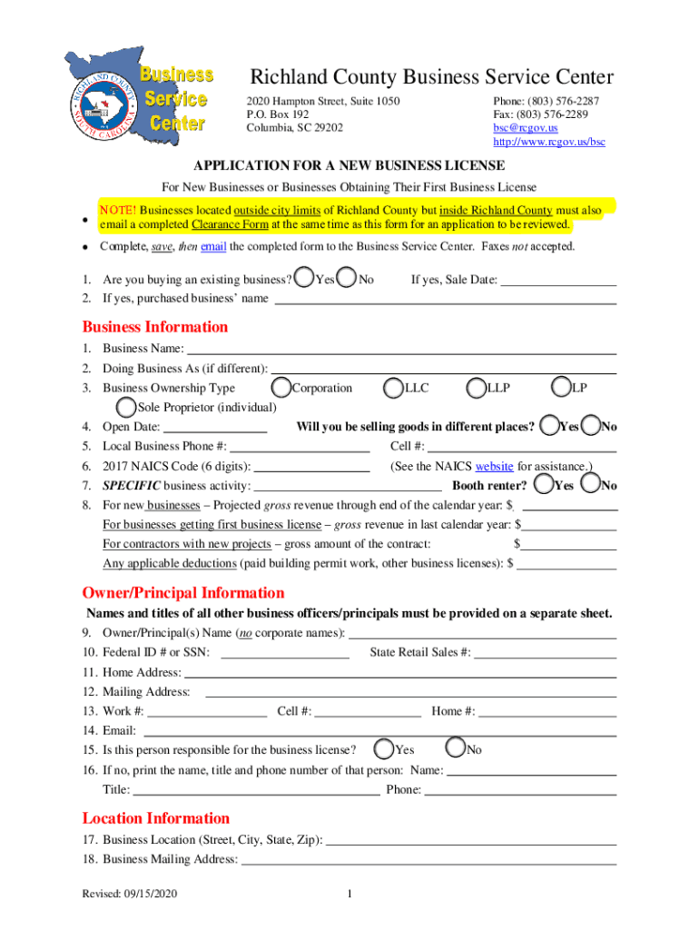 Fillable Online Business License Instructions - richlandcountysc.gov ...
