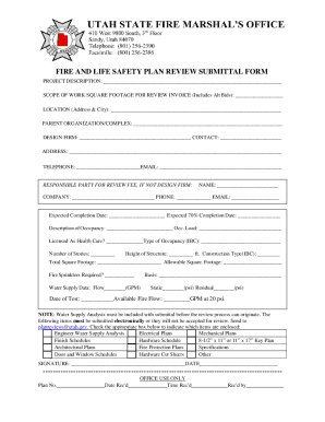 Fillable Online FIRE AND LIFE SAFETY PLAN REVIEW SUBMITTAL FORM Fax ...