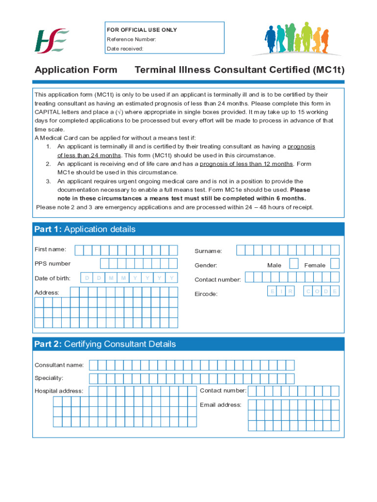 Fillable Online terminal illness emergency medical card application ...