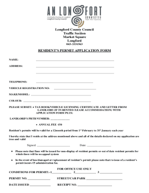 Fillable Online RESIDENTS PERMIT APPLICATION FORM Fax Email Print ...