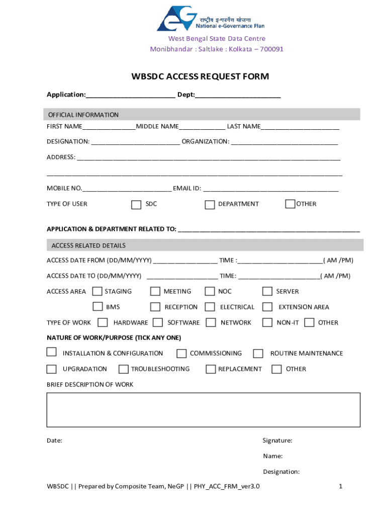 Fillable Online WBSDC ACCESS REQUEST FORM Fax Email Print - pdfFiller