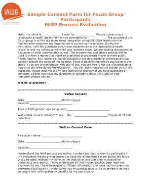 Sample Consent for Focus Group Participants Doc Template | pdfFiller