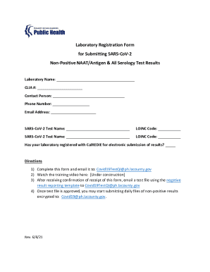 Fillable Online publichealth lacounty Laboratory Registration Form for ...